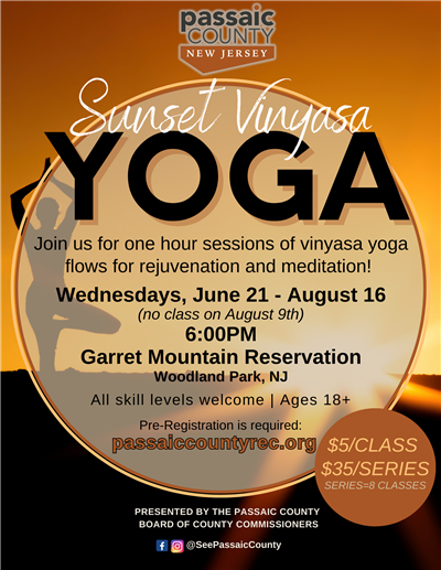 Passaic County Parks & Recreation: Summer 2023 Sunset Vinyasa Yoga at ...