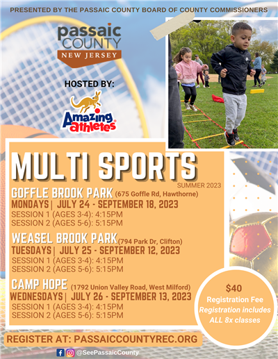 Passaic County Parks & Recreation: Summer 2023 Multi Sports